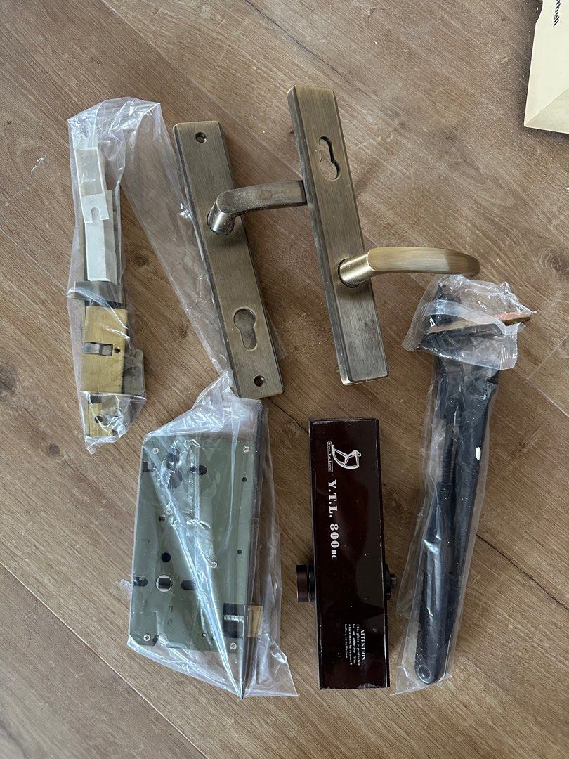 BTO main door lock and slider arm set, Furniture & Home Living ...