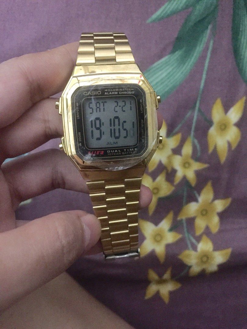 Casio A178W Gold Digital Watch A178WGA-1A (Unisex), Women's Fashion, Watches & Accessories ...