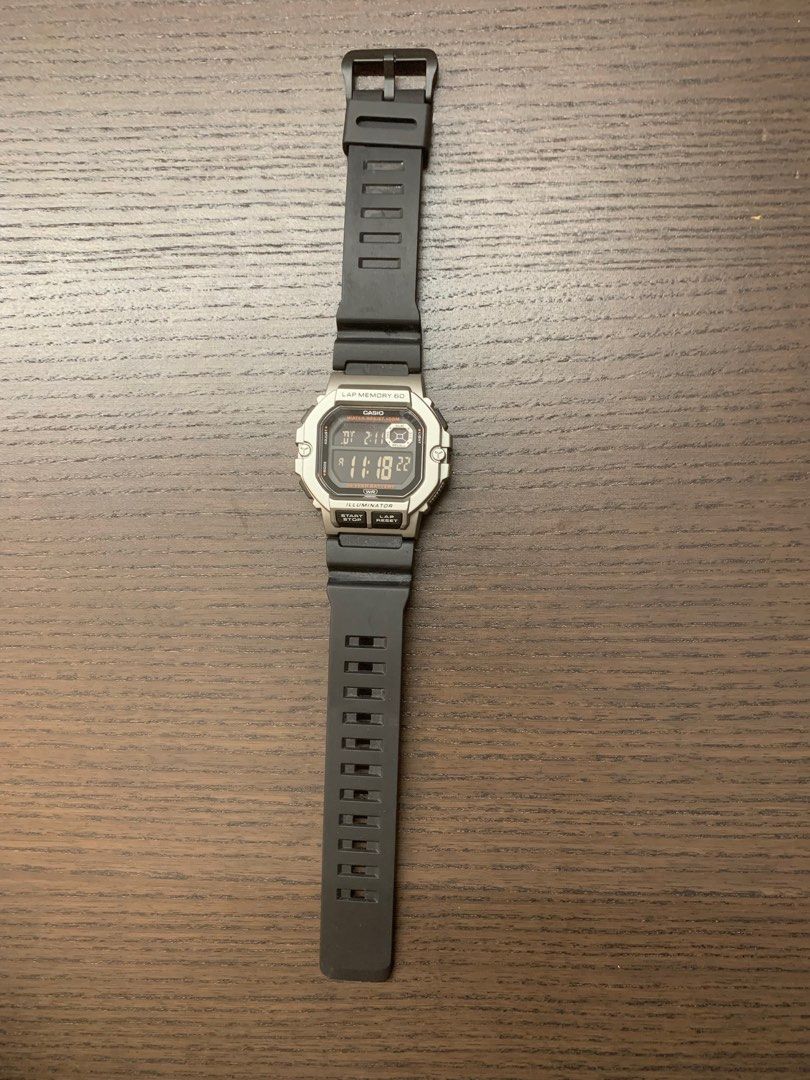 Casio Digital Dual Time Black Resin Band Watch WS1400H-1B, Men's ...