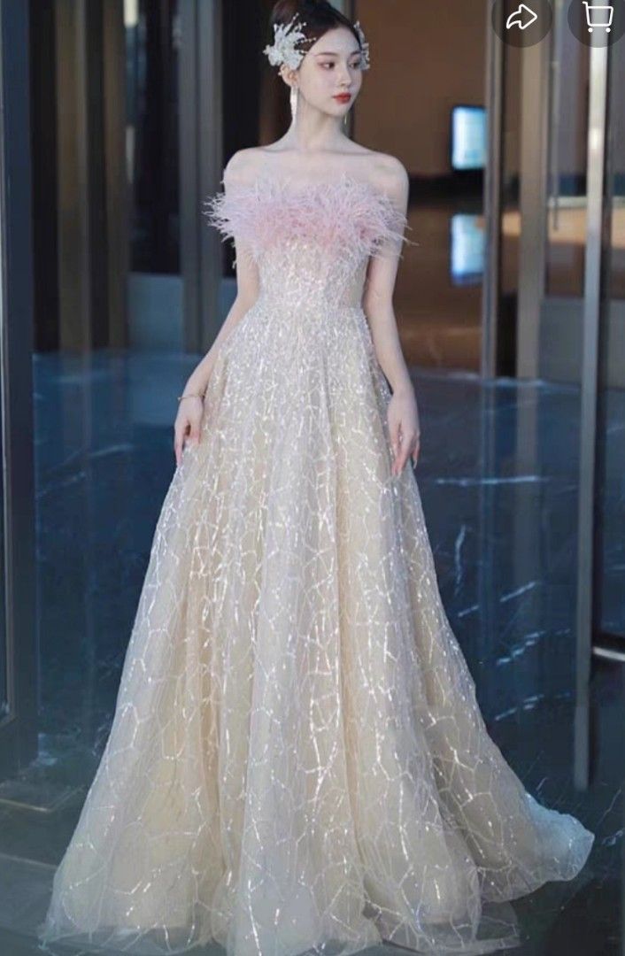 Champagne Wedding Dinner Dress Wedding dinner gown, Women's Fashion ...