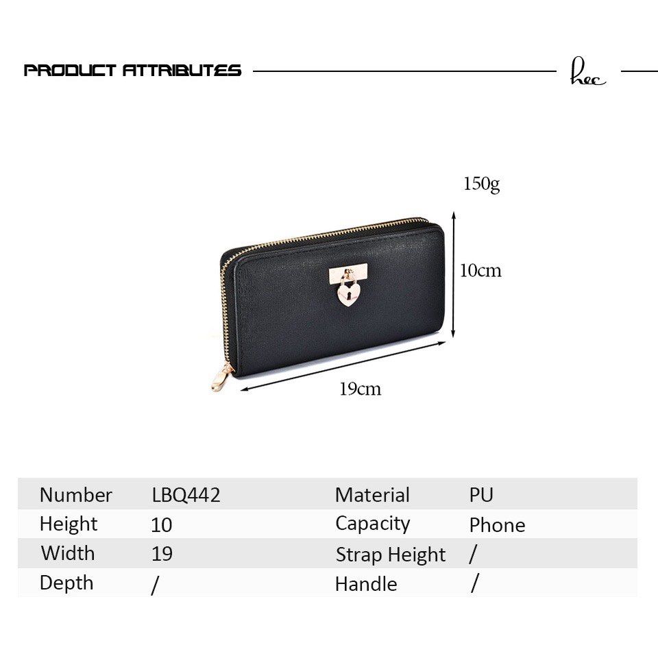 Classic Gold Heart Shape Long Wallet (Black), Women's Fashion, Bags ...