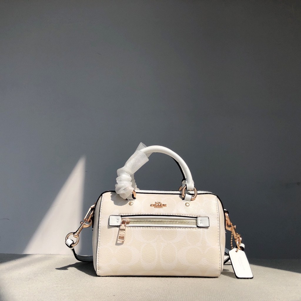 Coach Rowan Mini Signature White, Barang Mewah, Tas & Dompet di Carousell