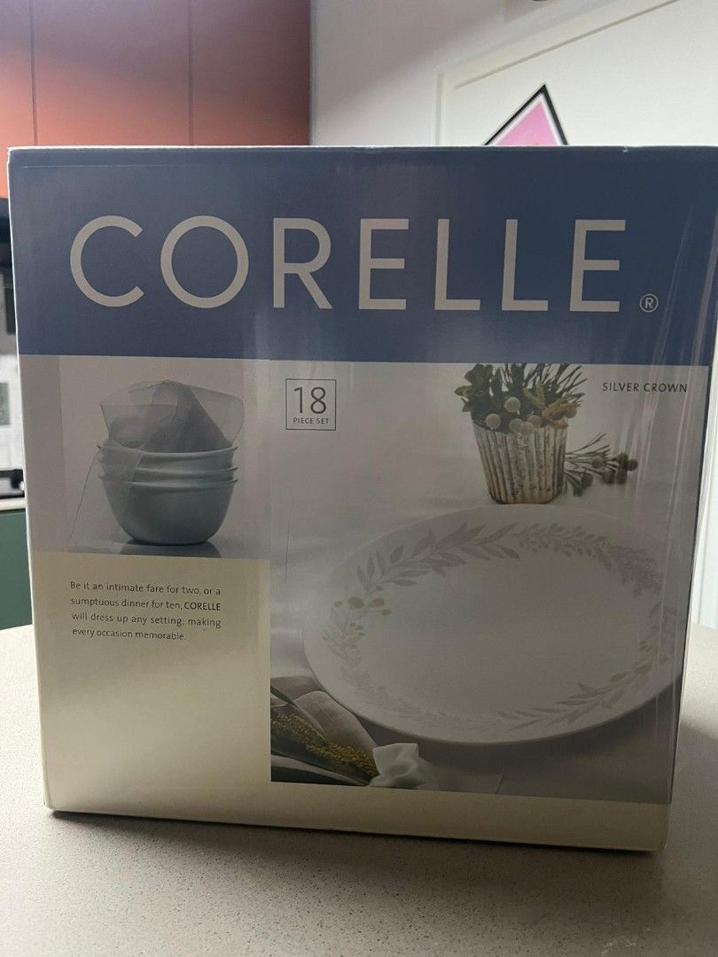 Corelle Corning ware Silver Crown series 18pc set, Furniture & Home ...