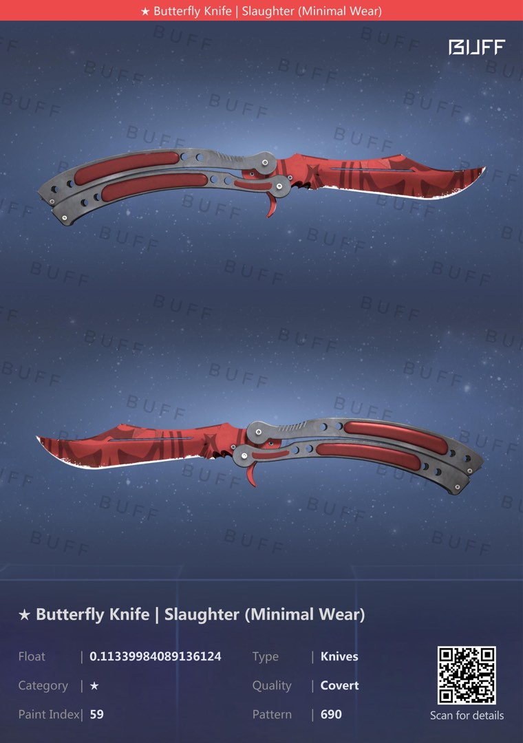 CSGO Butterfly Knife Slaughter (MW), Video Gaming, Gaming Accessories ...