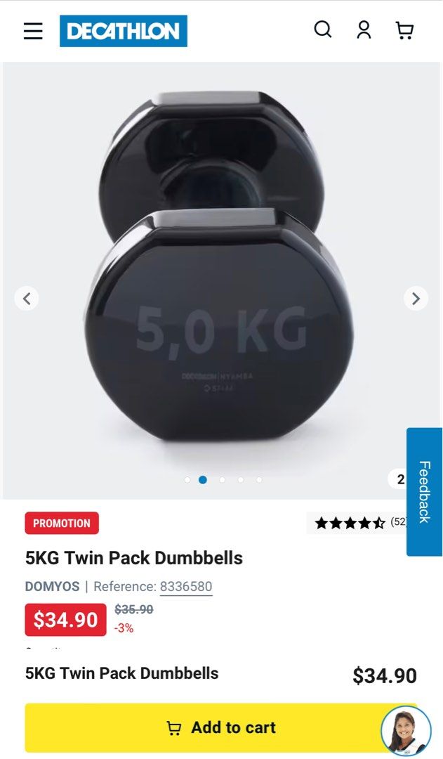 Decathlon dumbbell, Sports Equipment, Exercise & Fitness, Weights ...