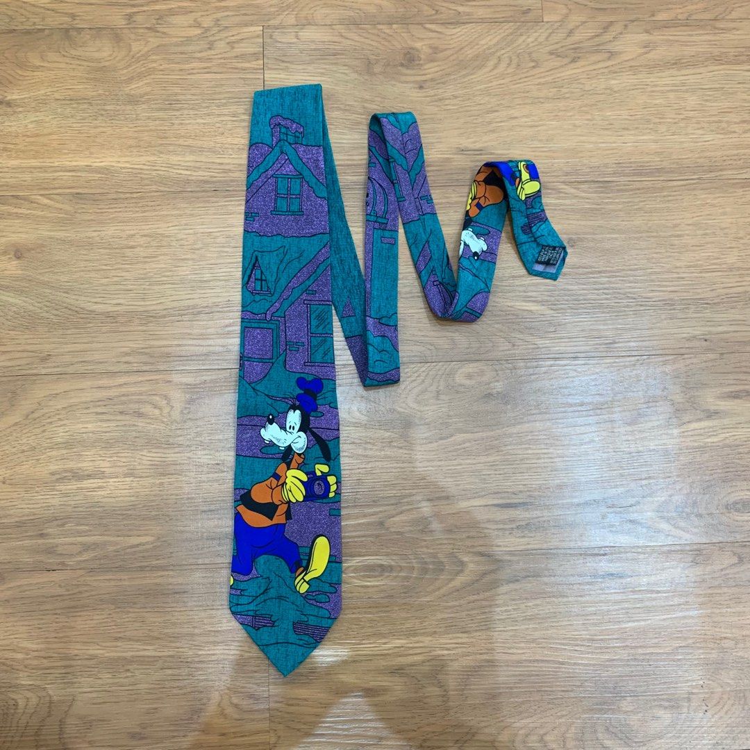 Disney goofy silk neck tie made in italy, Fesyen Pria, Aksesoris, Dasi ...