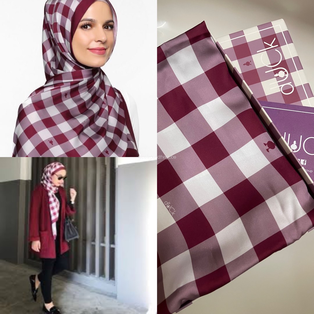 dUCk THE CHECKMATE dUCk SCARF IN MAROON, Women's Fashion, Muslimah ...