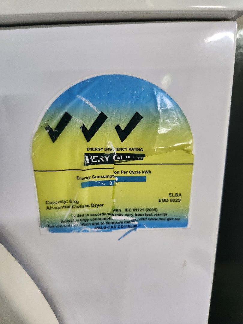 ELBA Air Vented Dryer 6kg EBD 602S, TV & Home Appliances, Washing ...