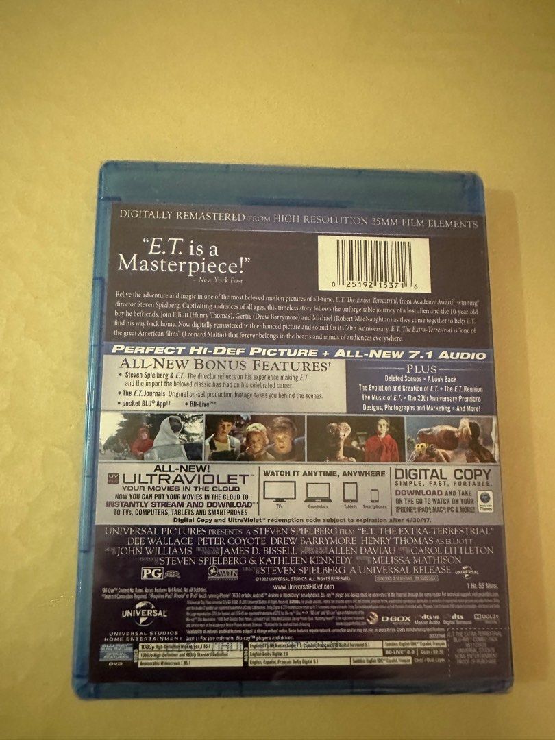 E.T. Blu Ray, Hobbies & Toys, Music & Media, CDs & DVDs on Carousell