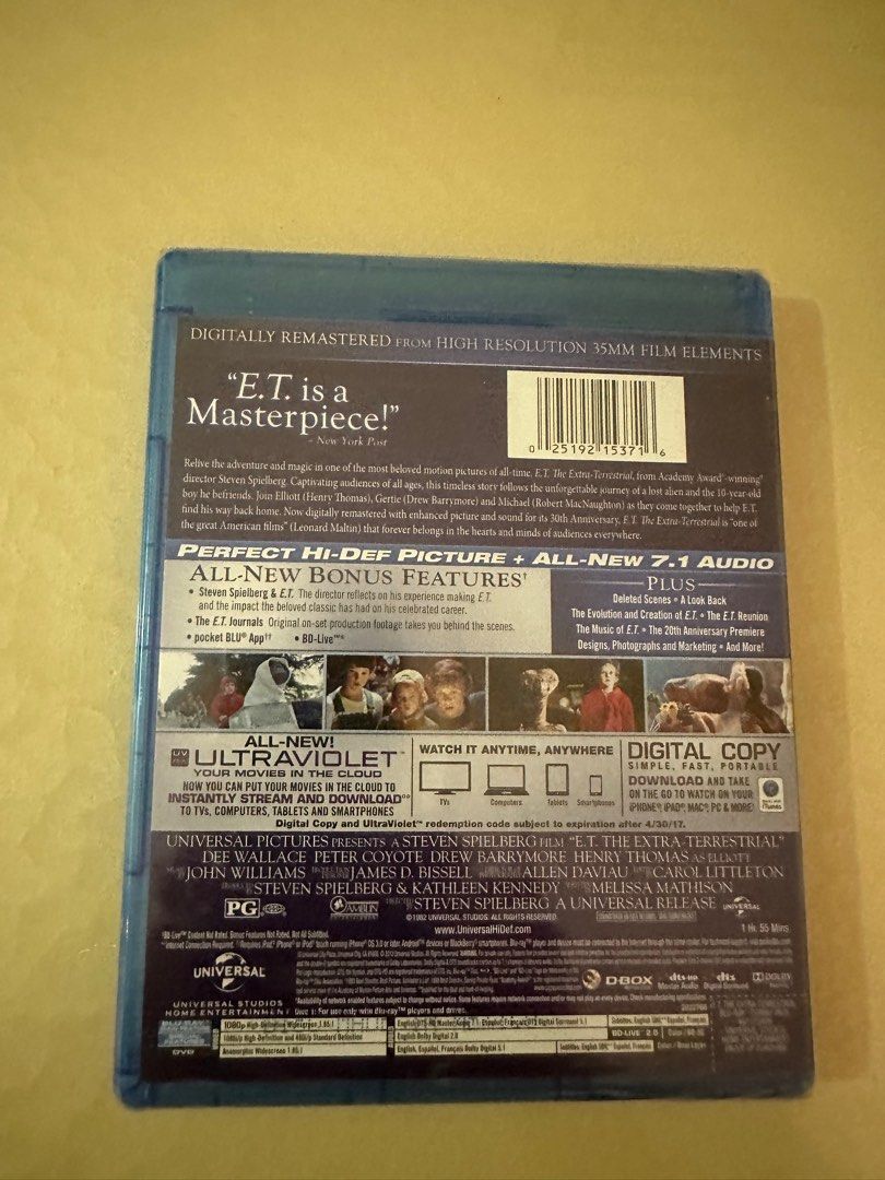 E.T. Blu Ray, Hobbies & Toys, Music & Media, CDs & DVDs on Carousell