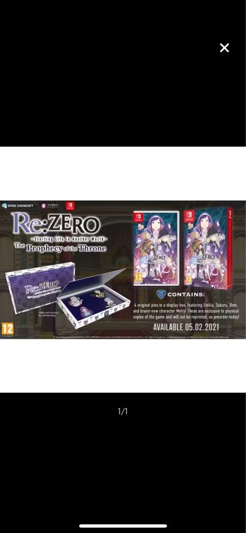 Nintendo Switch Re:ZERO Starting Life in Another World: The Prophecy of ...