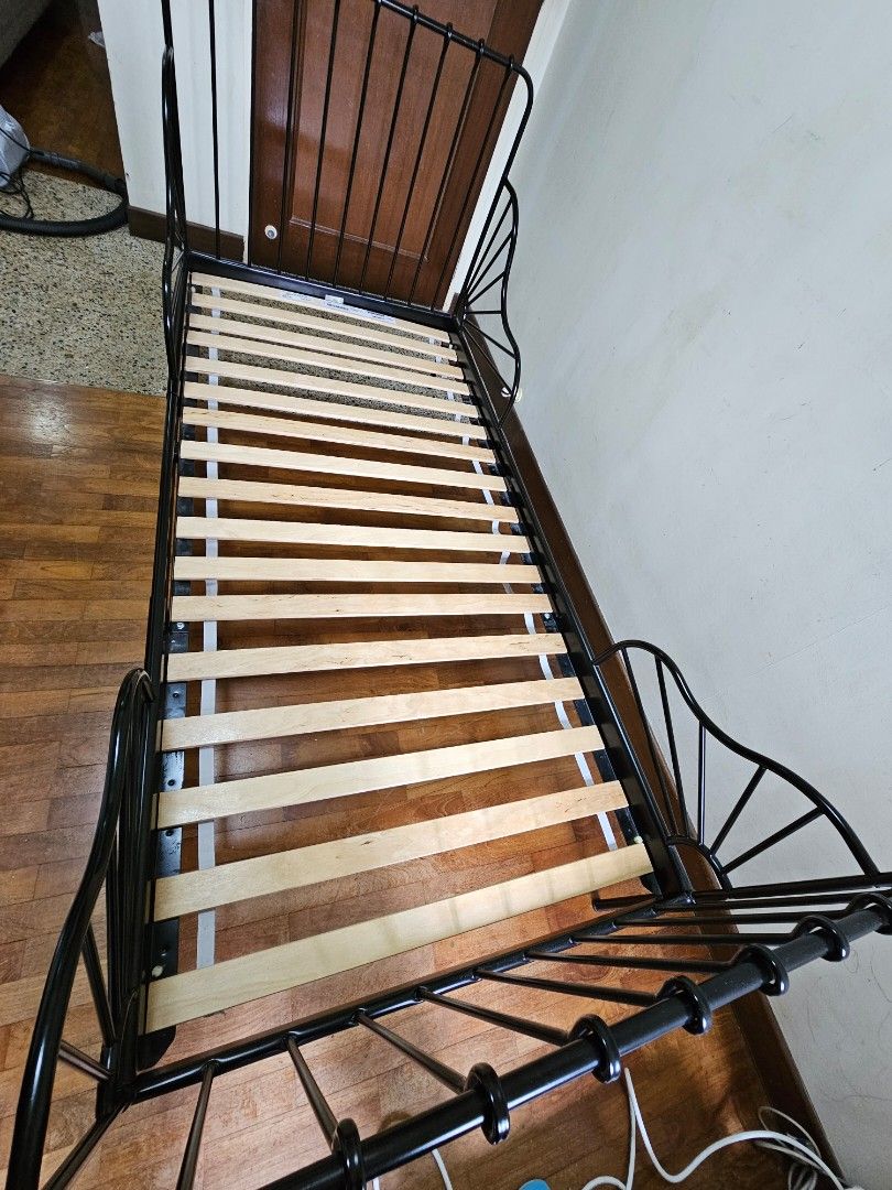 IKEA Extendable Bed Frame with Slated Base (Black), Furniture & Home ...