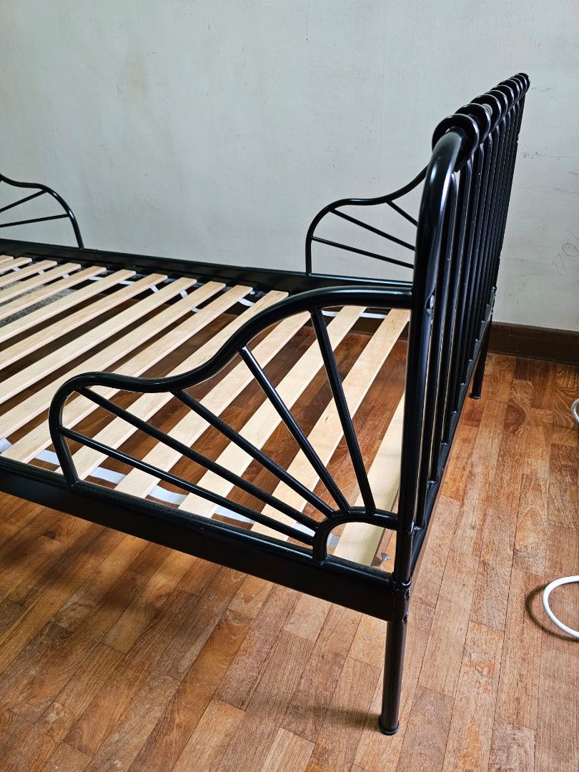 IKEA Extendable Bed Frame with Slated Base (Black), Furniture & Home ...