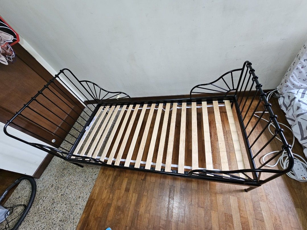 IKEA Extendable Bed Frame with Slated Base (Black), Furniture & Home ...