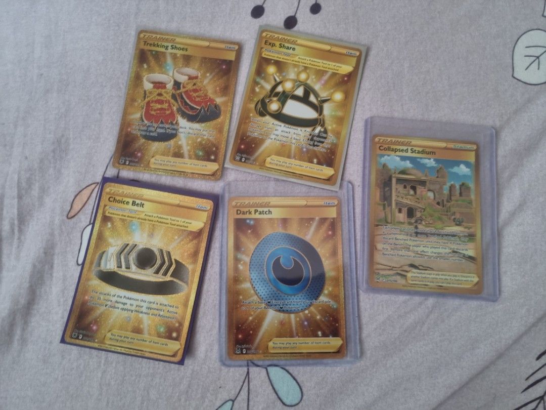 GOLD POKEMON CARDS | TREKKING SHOES | DARK PATCH| COLLAPSED STADIUM ...