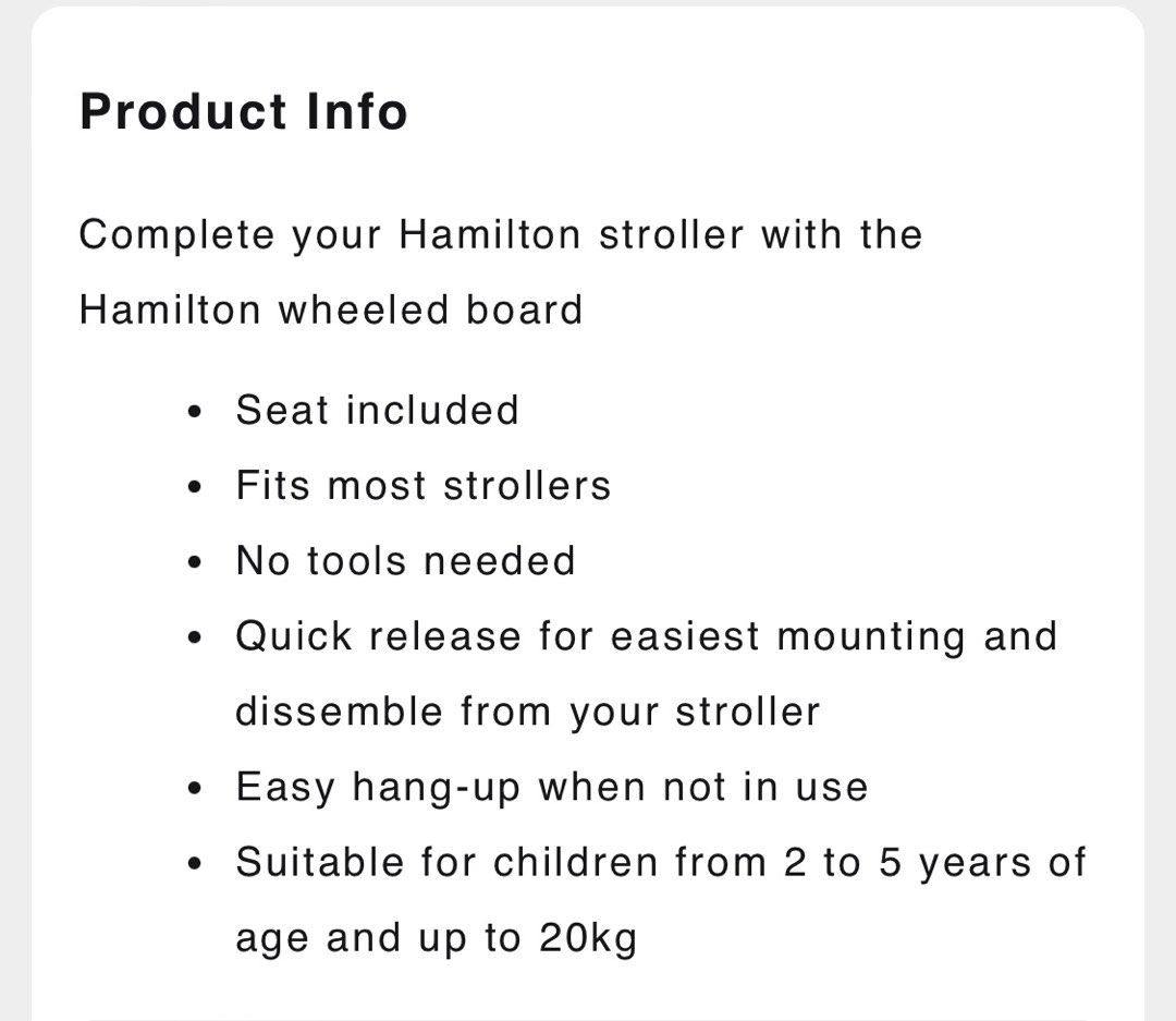 Hamilton Wheeled Board with seat, Babies & Kids, Going Out, Strollers ...