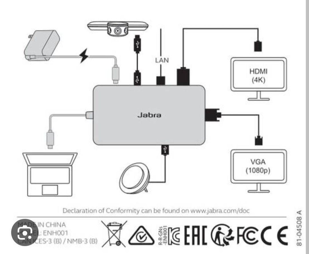 Jabra PanaCast USB Hub Docking Station USB C VGA HDMI Computers Tech Parts
