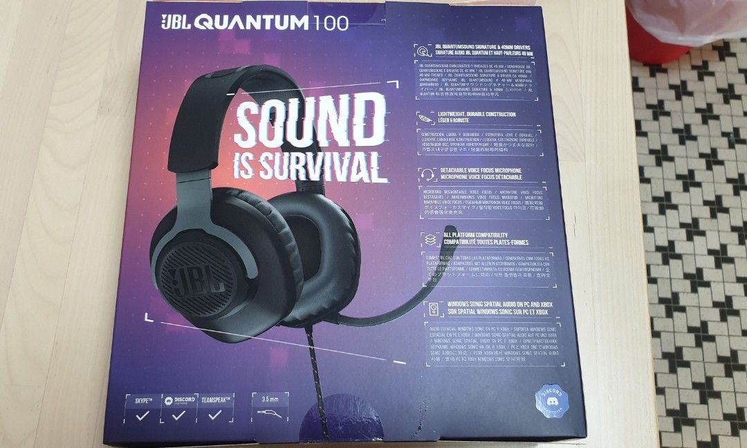 JBL Quantum 100 Headphones (Black), Audio, Headphones & Headsets on ...