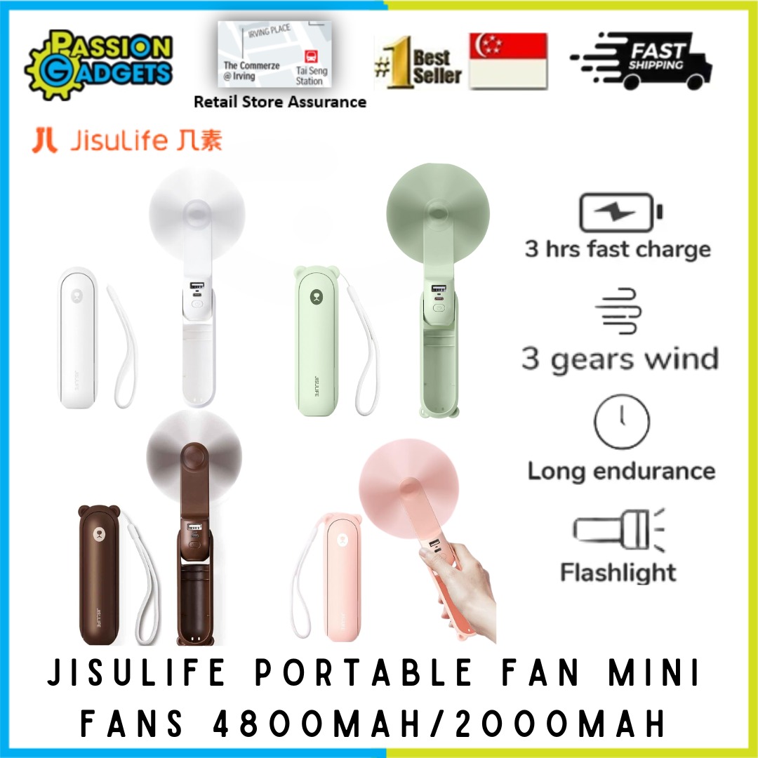JISULIFE 3 IN 1 Portable Handheld Fan Flashlight USB Rechargeable Mini ...