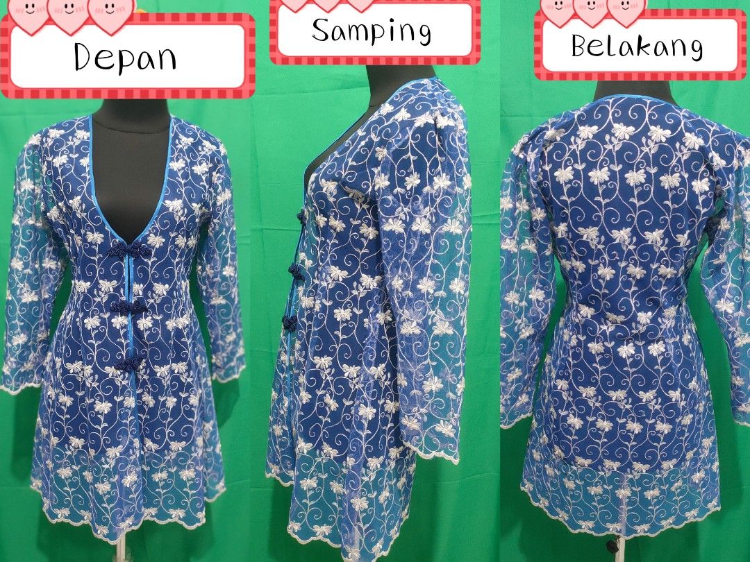 KB - 27 / Kebaya Brokat / Kebaya Brukat Navy / Kebaya Bordir Silver / Kebaya Kancing Shanghai ...