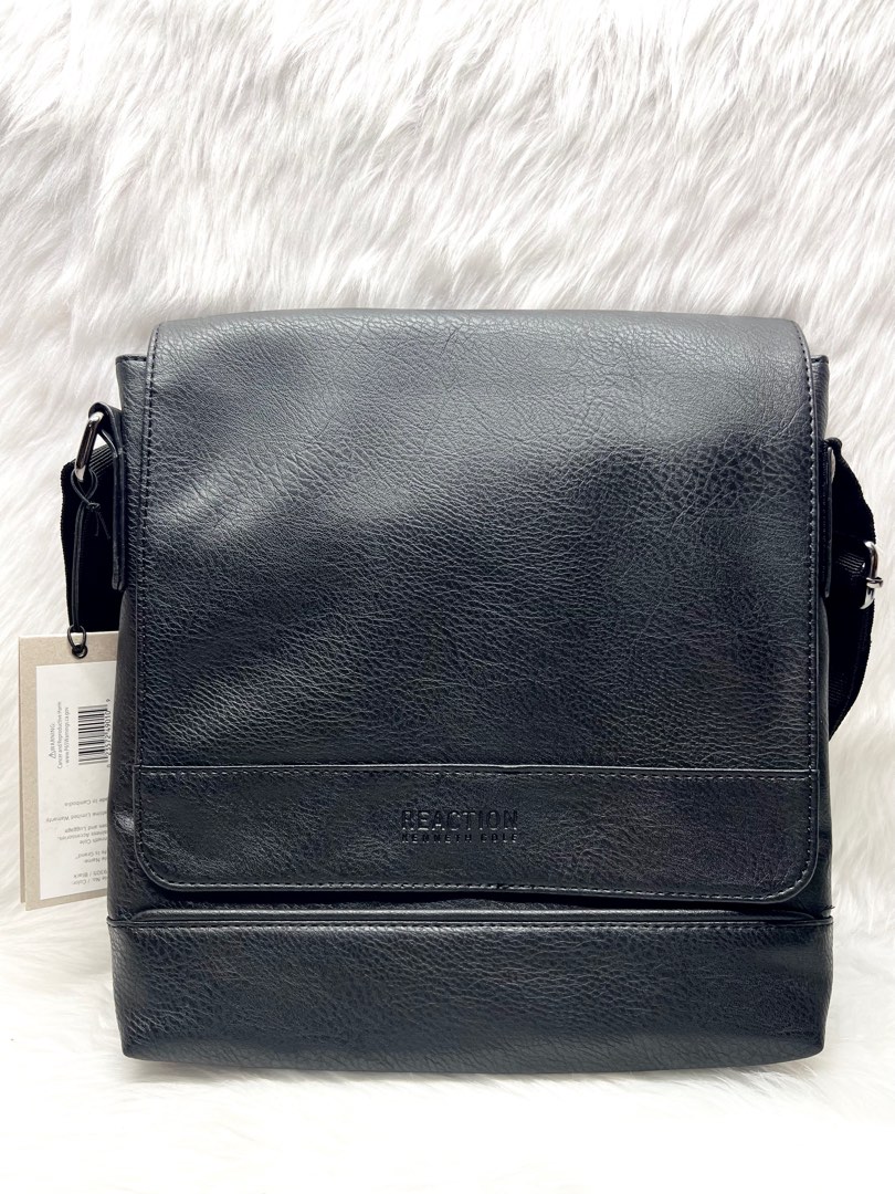 Kenneth Cole Reaction Men’s Pebbled Leather Messenger Tablet Ipad ...