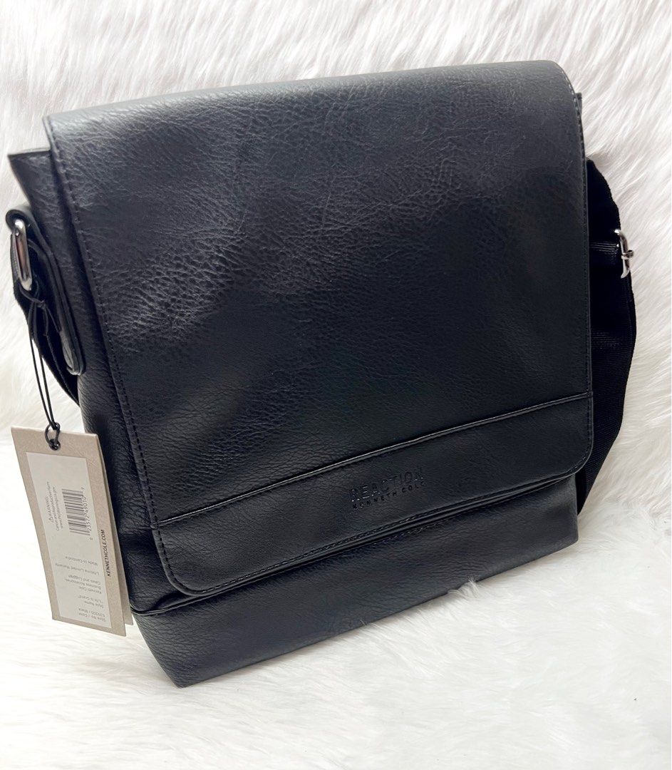 Kenneth Cole Reaction Men’s Pebbled Leather Messenger Tablet Ipad ...