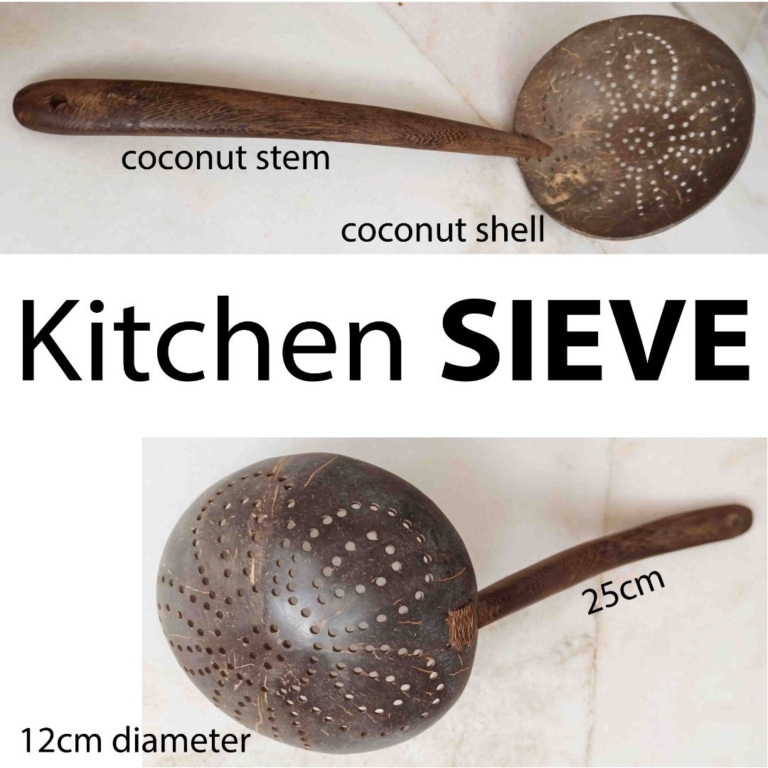 kitchen SIEVE handmade wood timber coconut, Furniture & Home Living ...