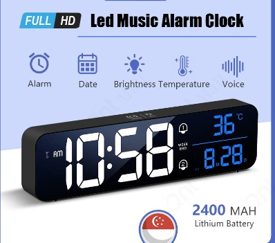 LED Digital Table Clock Alarm Clock For Bedside Large Display Desk ...