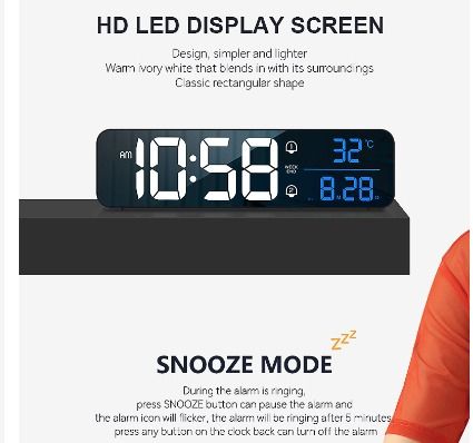 LED Digital Table Clock Alarm Clock For Bedside Large Display Desk ...