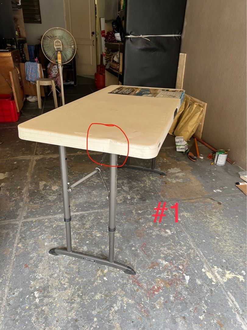 Lifetime Adjustable Height Folding Table - 4 feet by 2 feet, Furniture ...