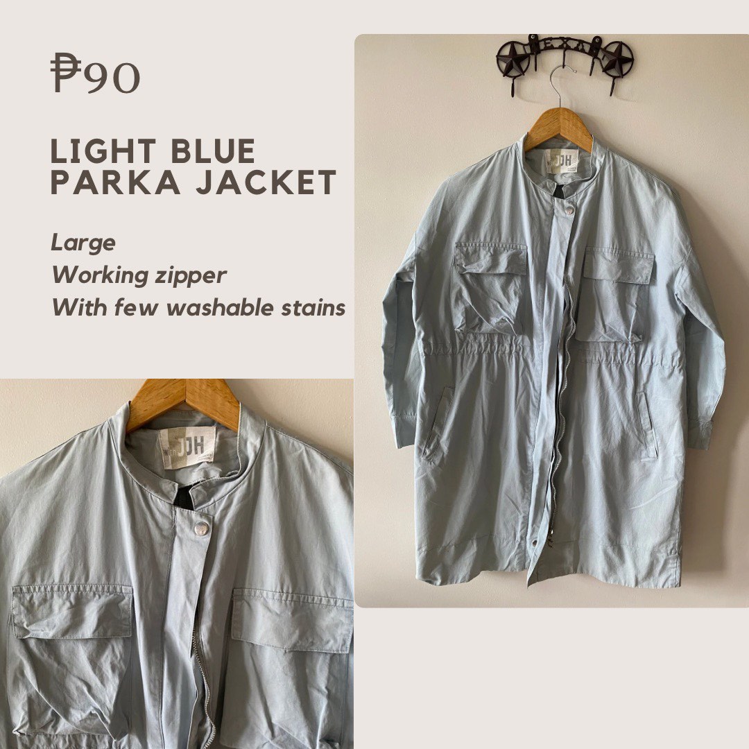 Light blue parka jacket, Women's Fashion, Coats, Jackets and Outerwear ...