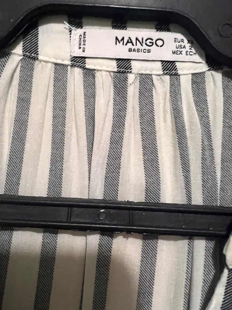 MANGO Basics Size XS Office Formal Striped Blouse, Women's Fashion ...