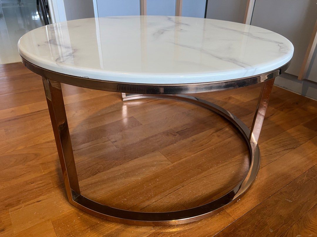 Marble Coffee Table with Rose Gold Legs, Furniture & Home Living ...