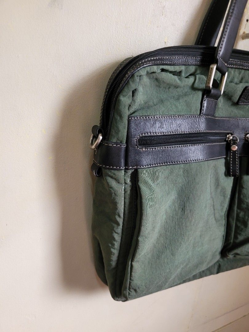 MONSAC nylon and genuine leather portfolio document laptop bag, Men's ...