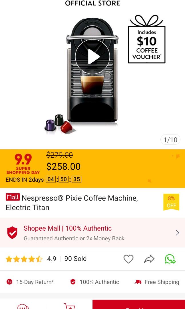 Nespresso Coffee Machine Pixie, TV & Home Appliances, Kitchen ...