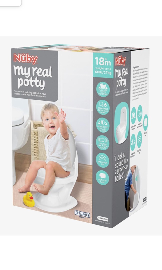 Nuby My Real Potty Training Toilet with Life-Like Flush Button & Sound ...
