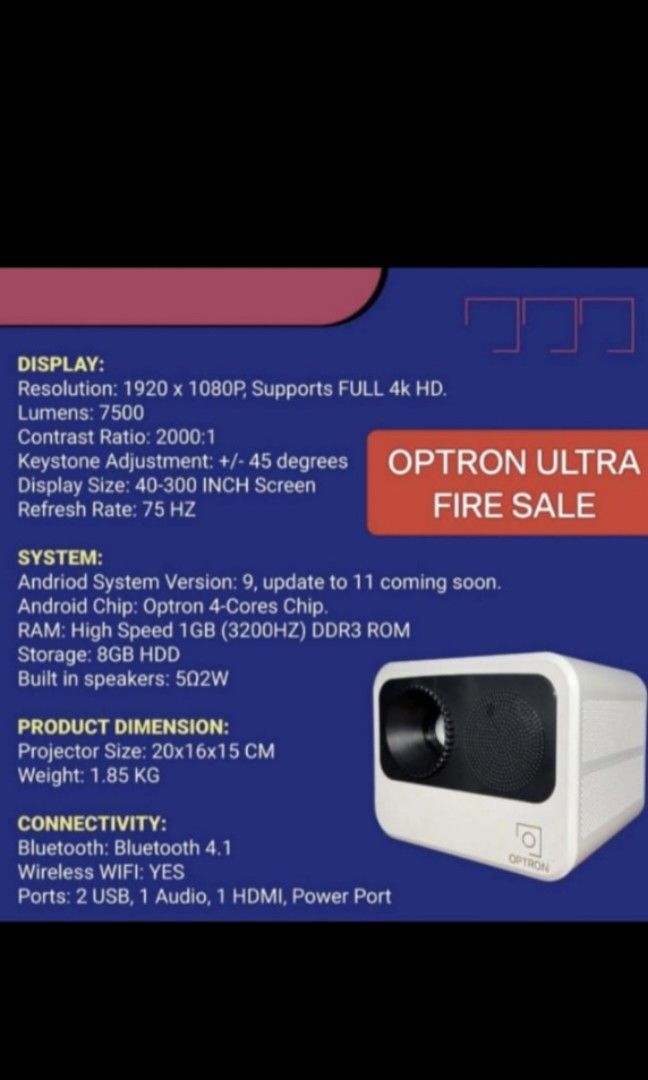 Optron ultra, TV & Home Appliances, TV & Entertainment, Projectors on ...
