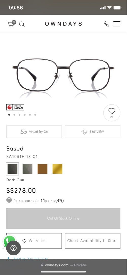 Owndays Glasses BA1031H-1S, Men's Fashion, Watches & Accessories ...