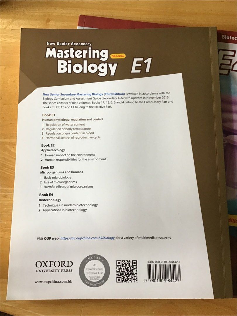 Oxford mastering biology third edition E1 E4 textbook 高中生物課本, 興趣及遊戲, 書本 ...