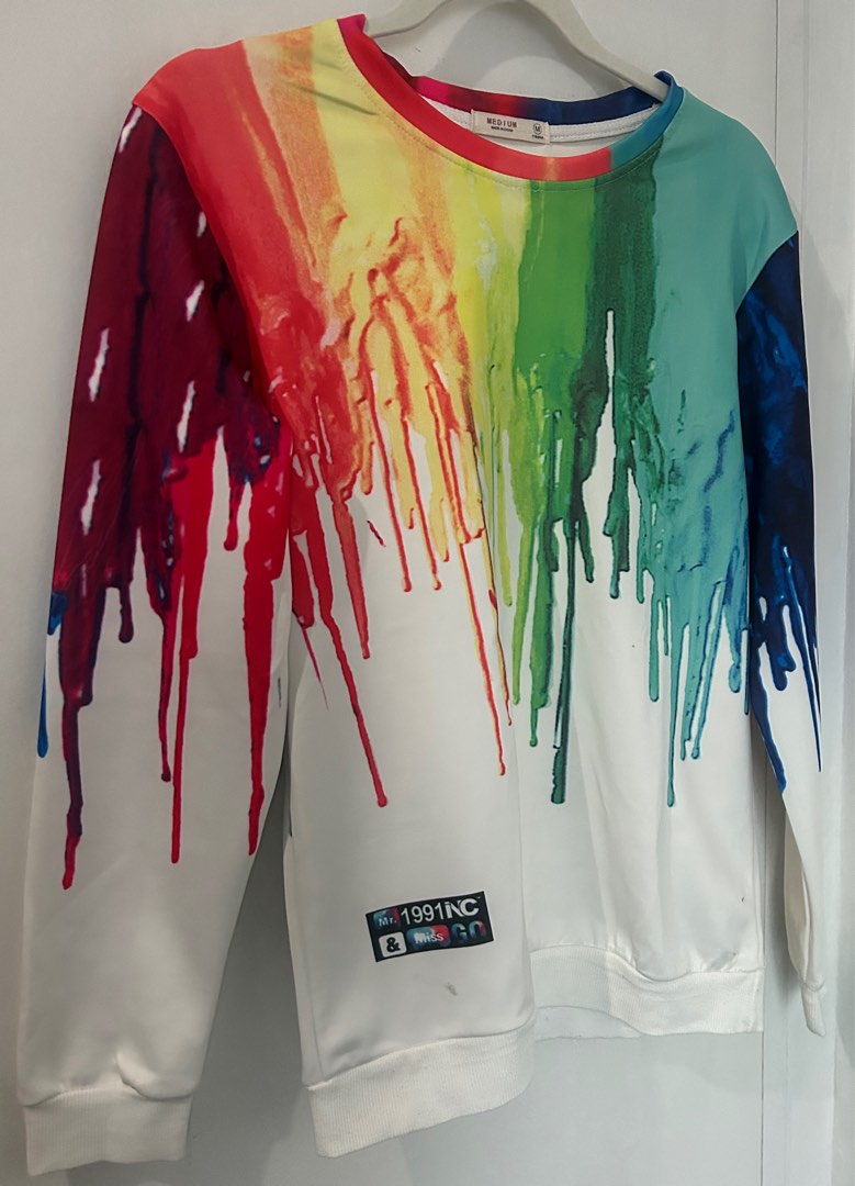 Paint drip style sweater (M), Women's Fashion, Coats, Jackets and ...