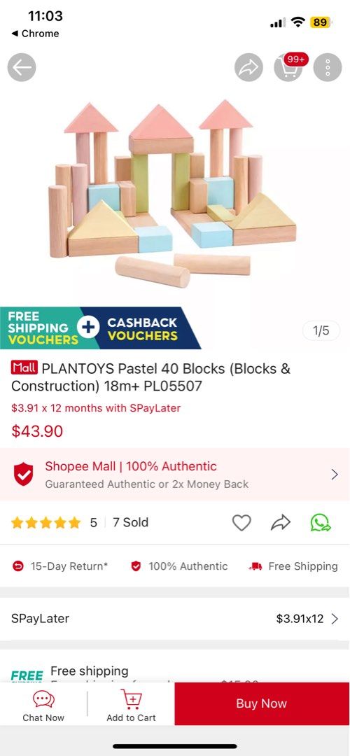 PLANTOYS Pastel 40 Blocks (Blocks & Construction) 18m+ PL05507 Wooden ...
