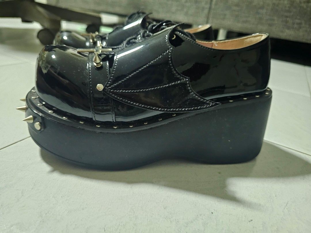 Platform boots shoes oxford low cut below ankle cross spike bat wings ...