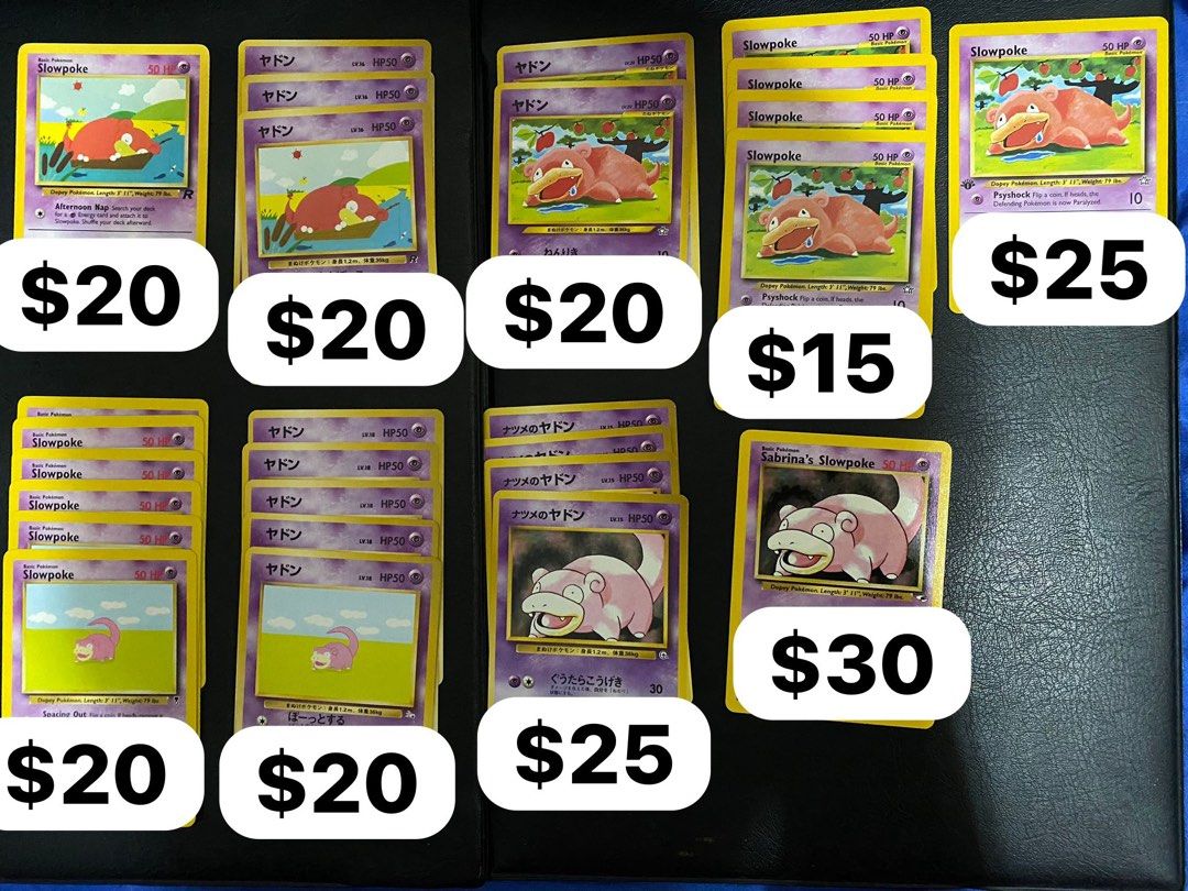 絕版Pokémon Card TCG base set Mew Mewtwo slowpoke slowbro slowking ...