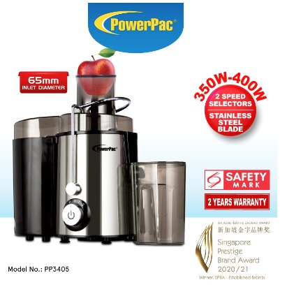 PowerPac Juice Extractor with 2 Speed Stainless Steel Blades (PP3405 ...