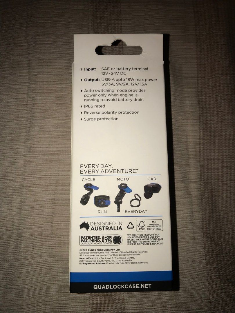 QUAD LOCK WATERPROOF 12V TO USB SMART ADAPTOR., Auto Accessories on ...