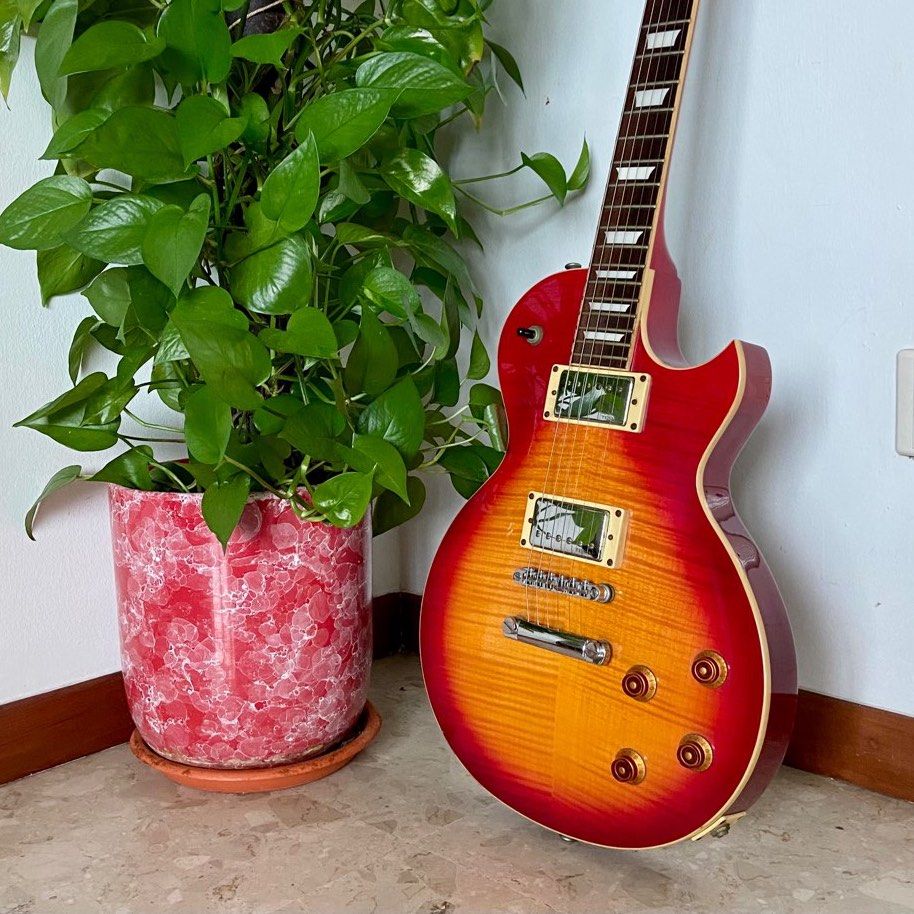 Rally Les Paul electric guitar in vintage cherry sunburst color w ...