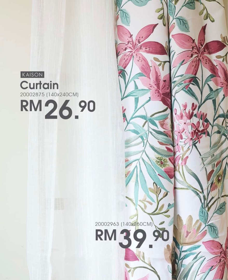 ReadyMade Curtain Kaison, Furniture & Home Living, Home Decor, Curtains ...