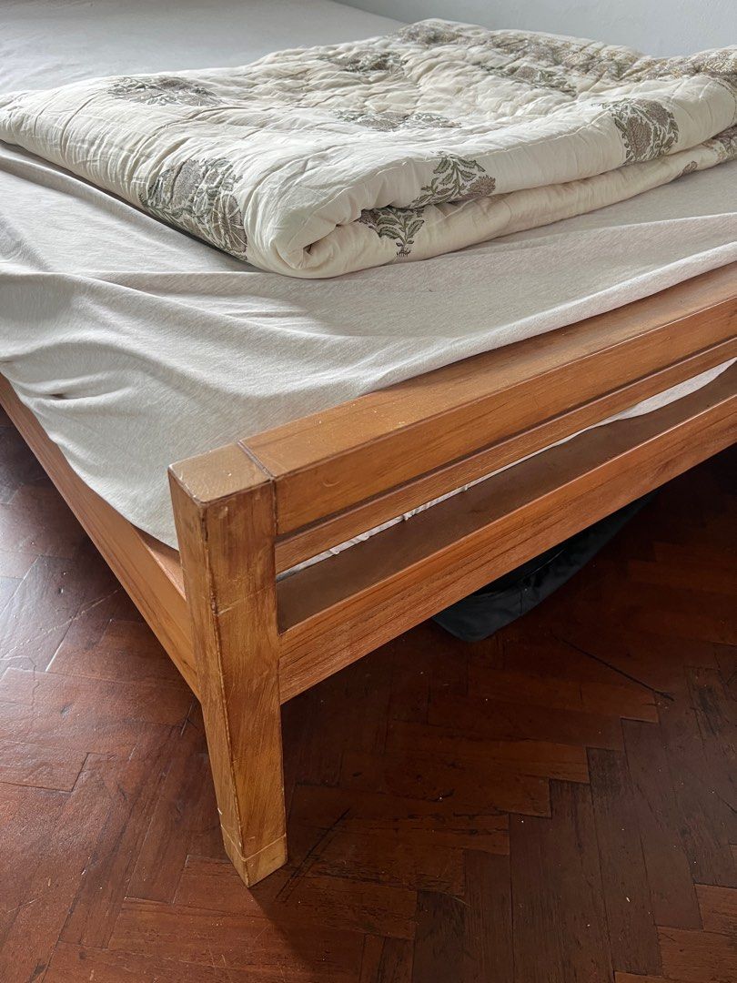 Scanteak Super Single Bed frame and mattress, Furniture & Home Living ...