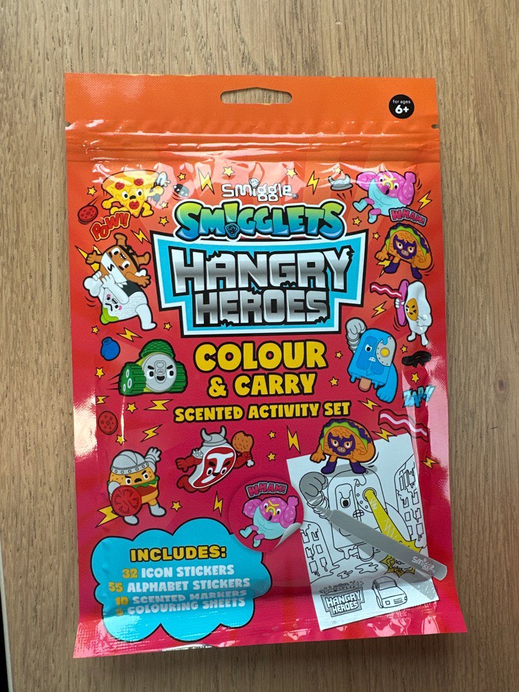 Smiggle Smigglets Hangry Heroes Colour and Carry activity set, Hobbies ...