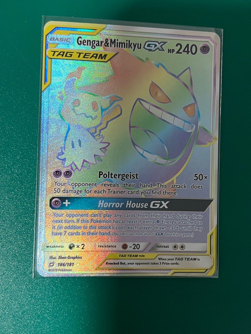 Tcg Pokemon Gengar and Mimikyu GX HR Rainbow | Sun and Moon Team Up, Hobbies & Toys, Toys ...